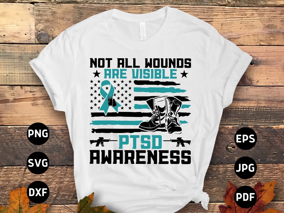 PTSD Awareness Svg Png, Not All Wounds Are Visible Svg, Teal Ribbon ...