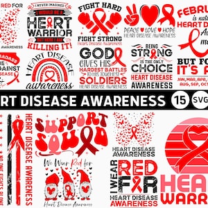 Heart Disease Awareness SVG PNG Bundle, Heart Health Awareness SVG ...