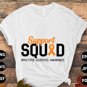 Multiple Sclerosis Awareness Svg Png, Support Squad Svg, Orange Ribbon ...