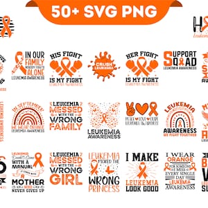Leukemia Awareness Svg Png Bundle, Orange Ribbon Svg, Leukemia Cancer ...