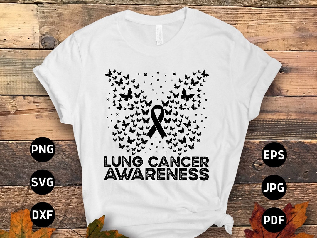 Lung Cancer Awareness Butterfly Svg Png, White Ribbon Svg, Lung Cancer ...
