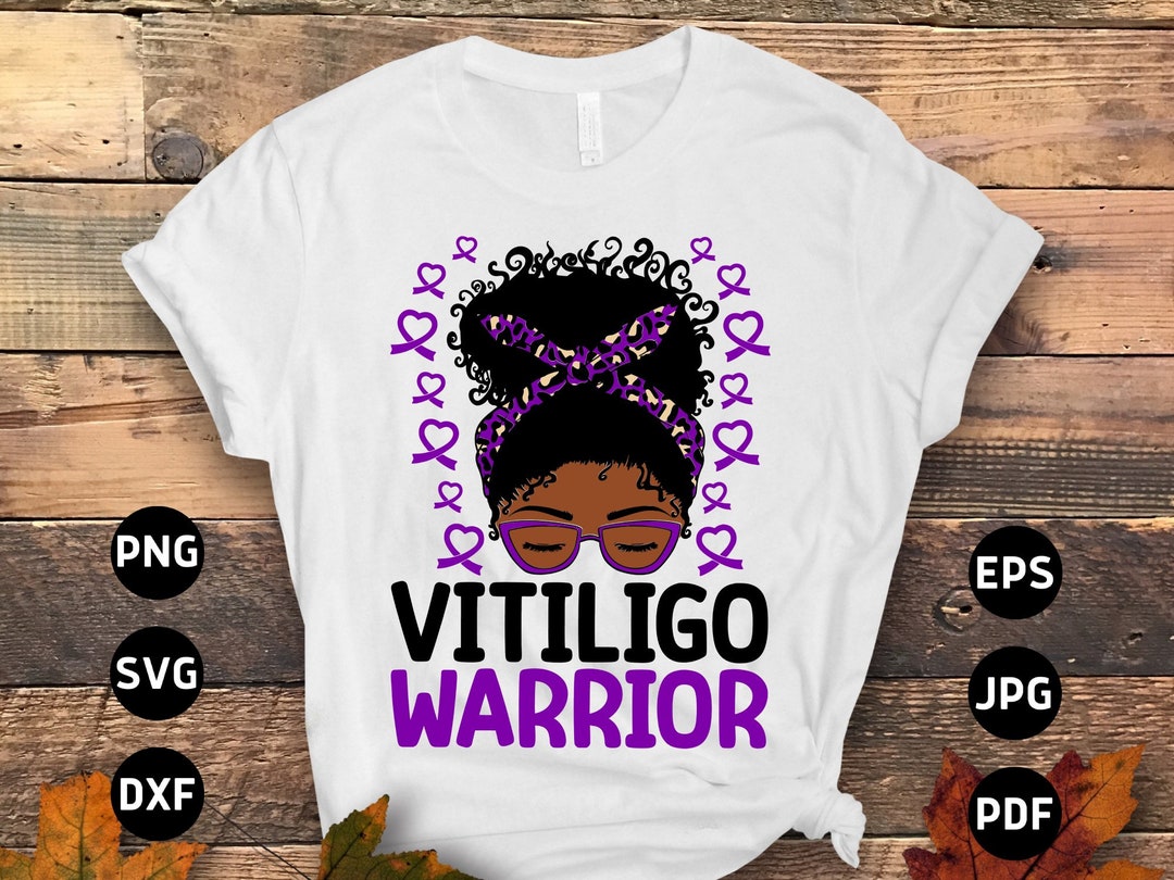 Vitiligo Awareness Svg Png, Vitiligo Warrior Afro Messy Bun Svg ...