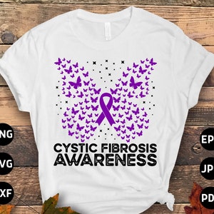 Cystic Fibrosis Awareness Svg Png, Cystic Fibrosis Butterfly Svg, Purple Ribbon Svg, CF Support ...