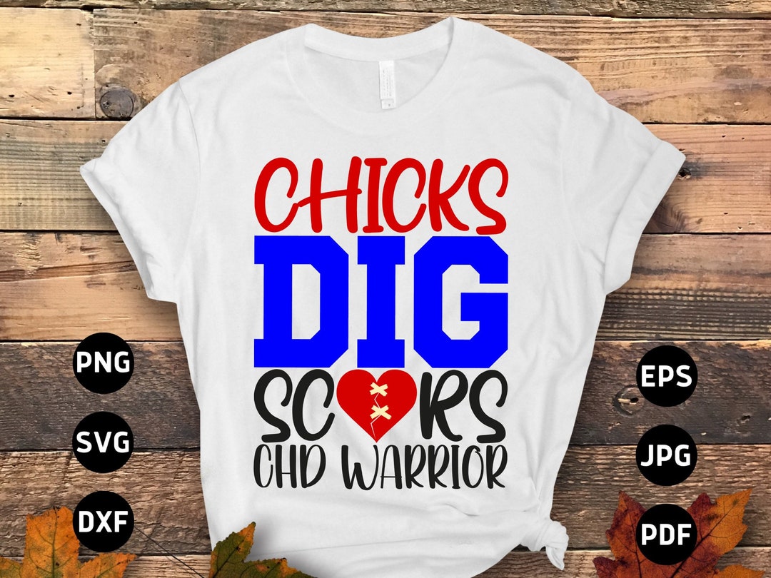 Chd Awareness Svg Png, Chicks Dig Scars CHD Warrior Svg, Red Blue ...