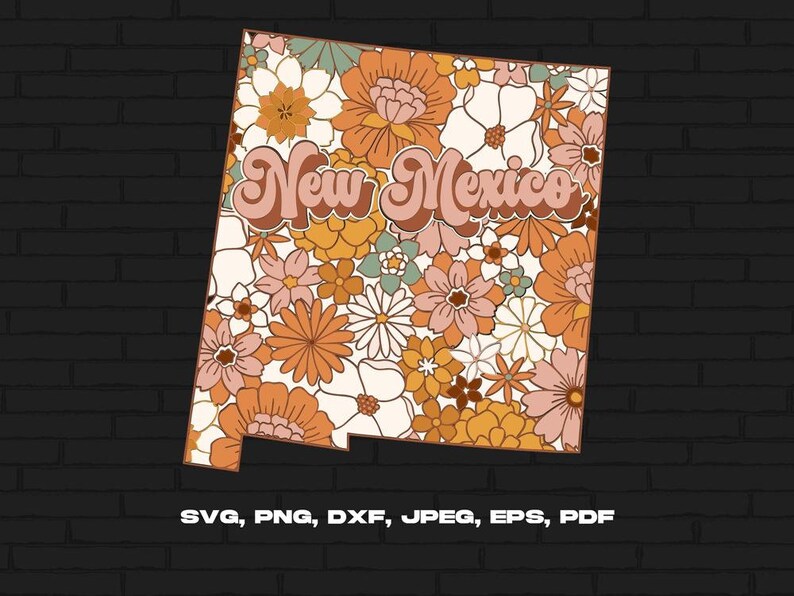New Mexico State Svg Png New Mexico Map Svg Retro New Mexico - Etsy