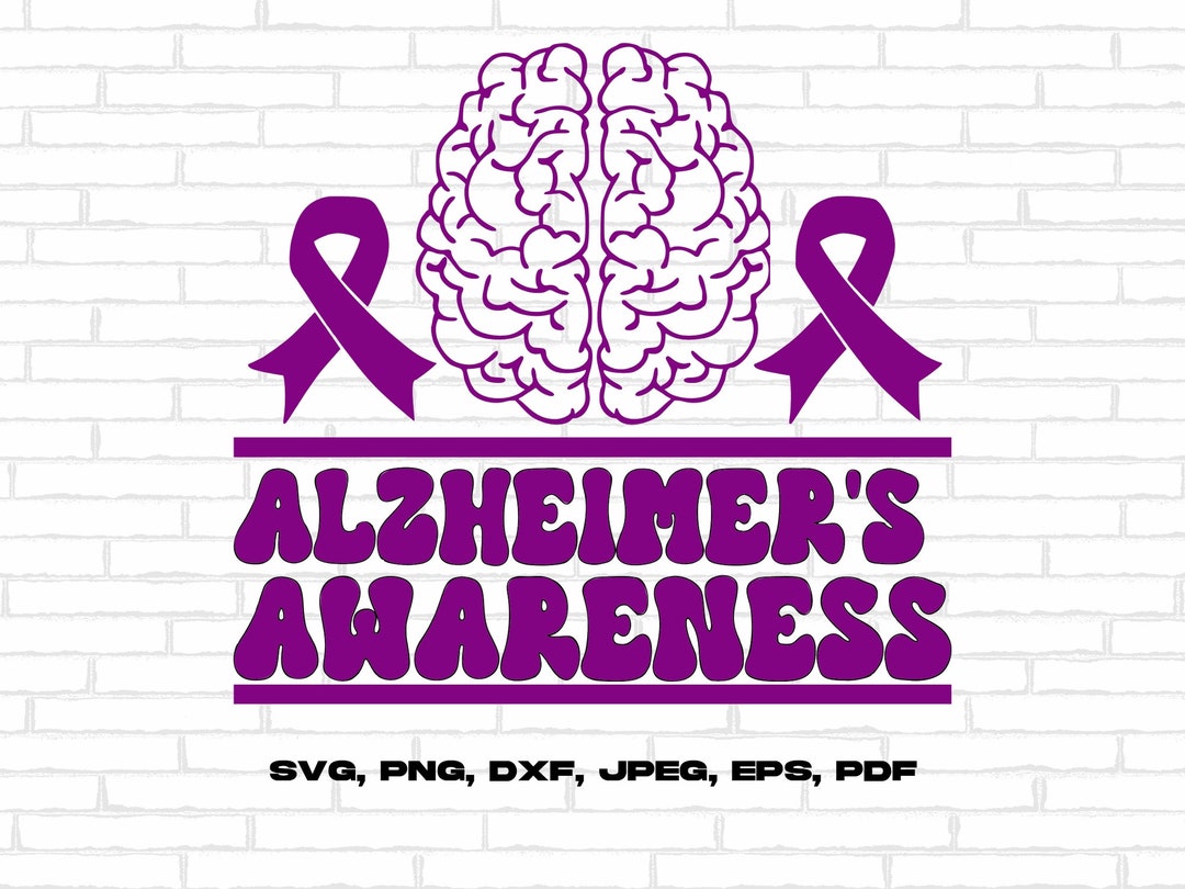 Alzheimer's Awareness Svg Png, Alzheimer Support Svg, Purple Ribbon Svg ...