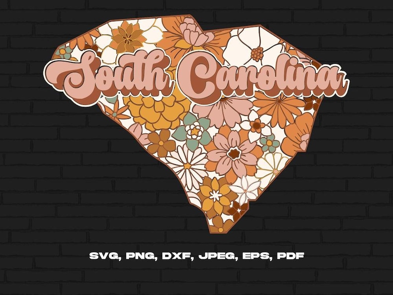 South Carolina State Svg Png, South Carolina Map Svg, Retro South ...