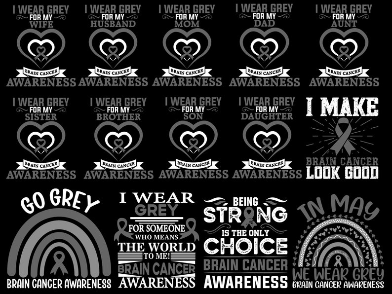 Brain Cancer Awareness Svg Png Bundle Brain Tumor Awareness - Etsy