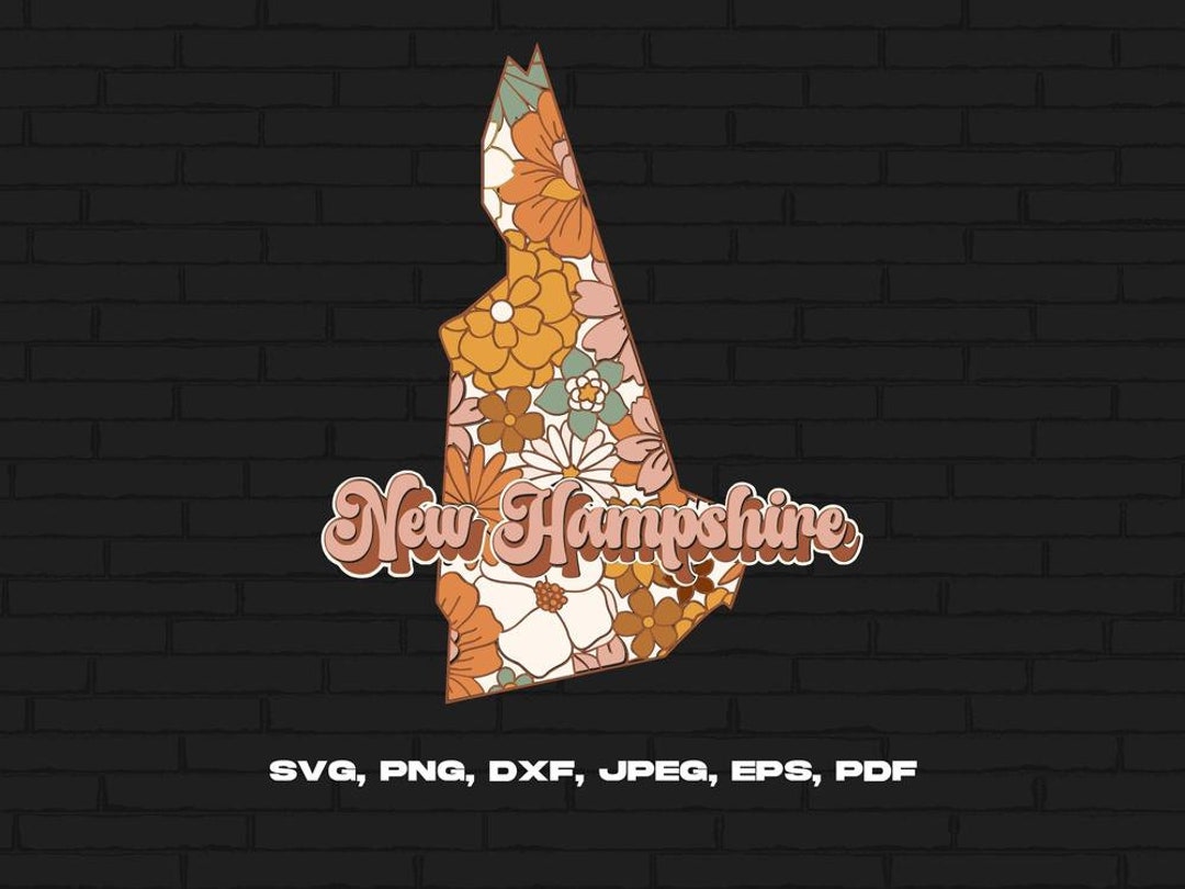 New Hampshire State Svg Png, New Hampshire Map Svg, Retro New Hampshire ...