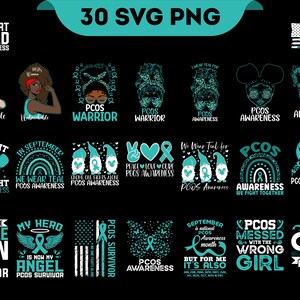 PCOS Awareness Svg Png Bundle, Ovary Syndrome Teal Ribbon Svg, PCOS ...