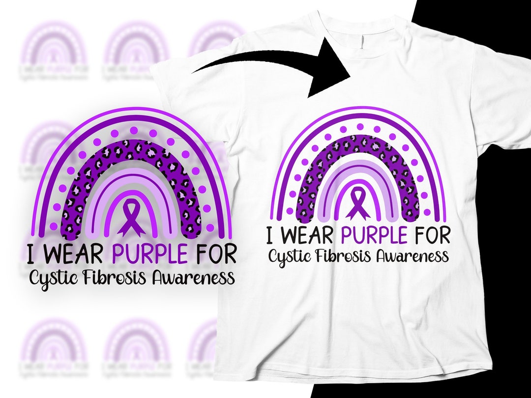 Cystic Fibrosis Awareness Svg Png, I Wear Purple for Cystic Fibrosis Svg, Purple Ribbon Svg, CF ...