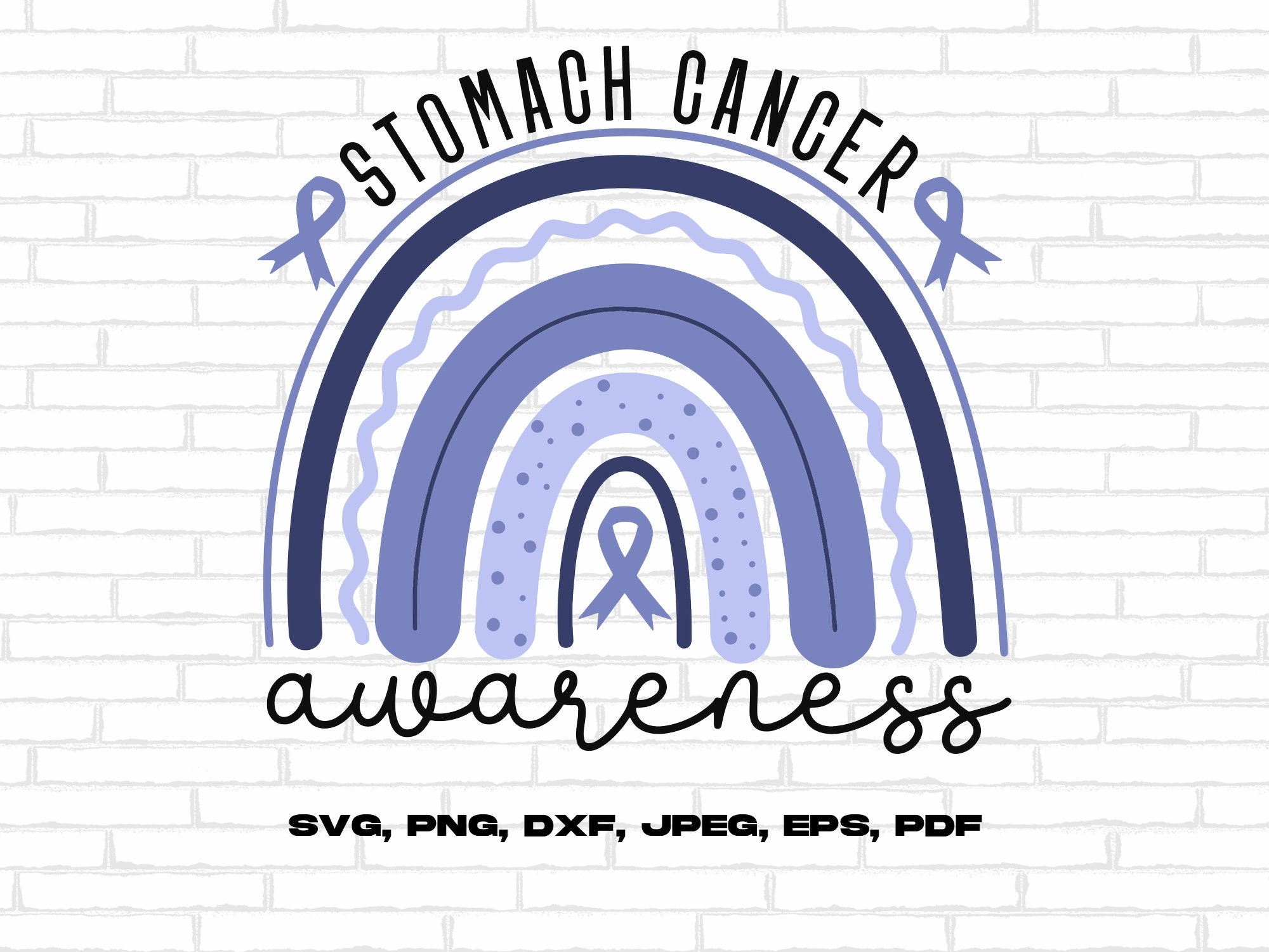 Stomach Cancer Awareness Rainbow Svg Png, Periwinkle Ribbon Svg Cricut ...