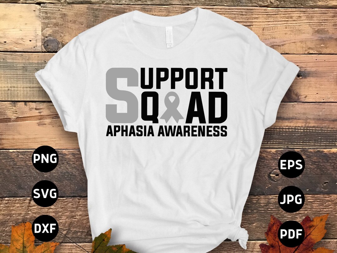 Aphasia Awareness Svg Png, Support Squad Svg, Gray Ribbon Svg, Aphasia ...