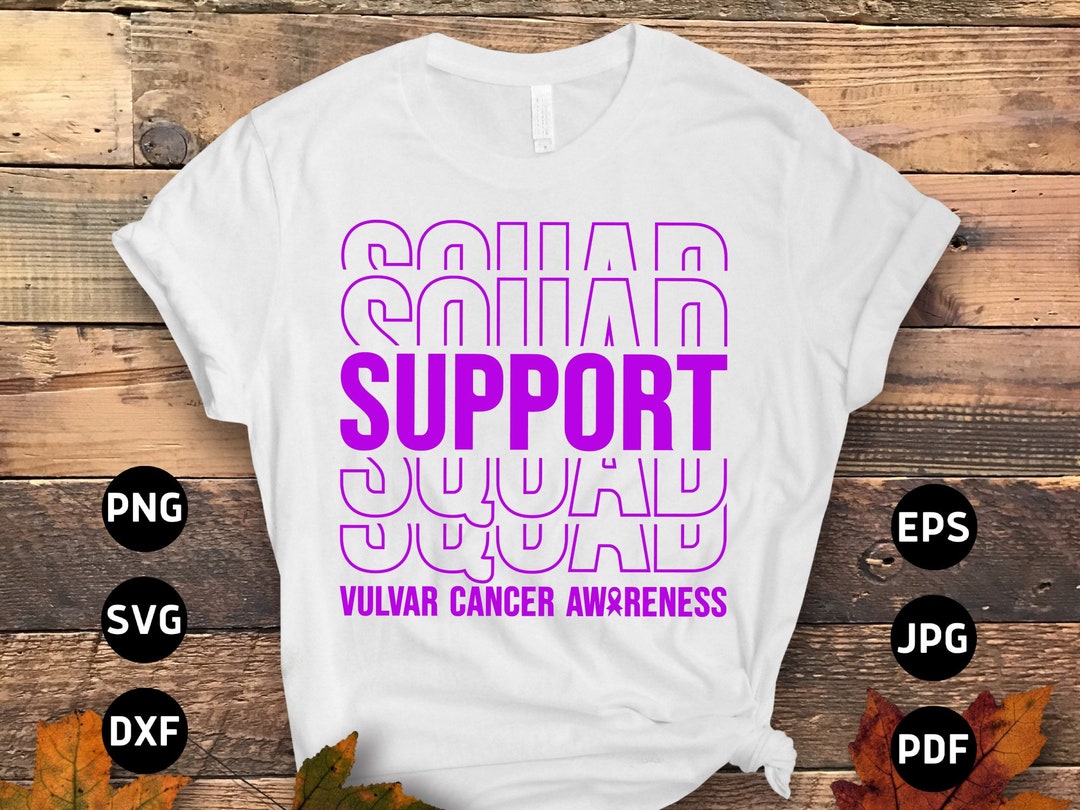 Vulvar Cancer Awareness Svg Png, Support Squad Svg, Purple Ribbon Svg ...