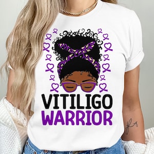 Vitiligo Awareness Svg Png, Vitiligo Warrior Afro Messy Bun Svg ...