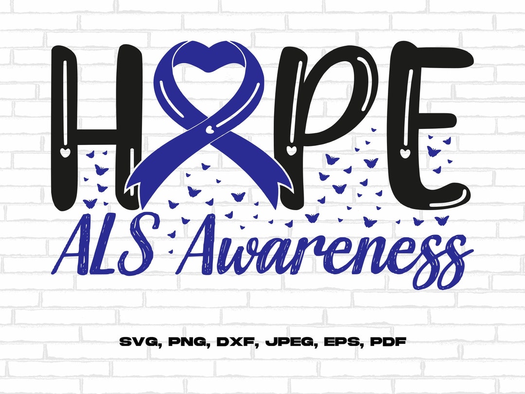 ALS Awareness Svg Png, Hope ALS Awareness Svg, Blue Ribbon Svg Cricut ...