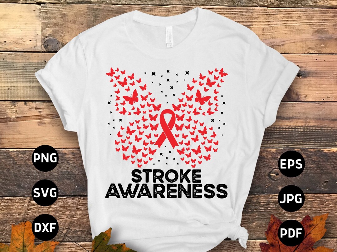Stroke Awareness Svg Png, Stroke Awareness Butterfly Svg, Red Ribbon ...