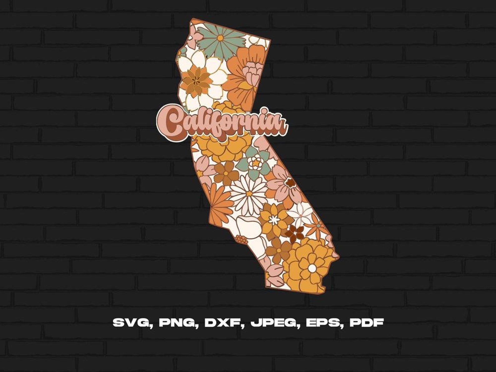 California State Svg Png, California Map Svg, Retro California Flower ...