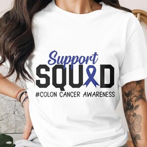 Colon Cancer Awareness Svg Png, Support Squad Svg, Blue Ribbon Svg ...