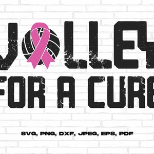 Volleyball Breast Cancer Awareness Svg Png, Volley for a Cure Svg, Pink ...