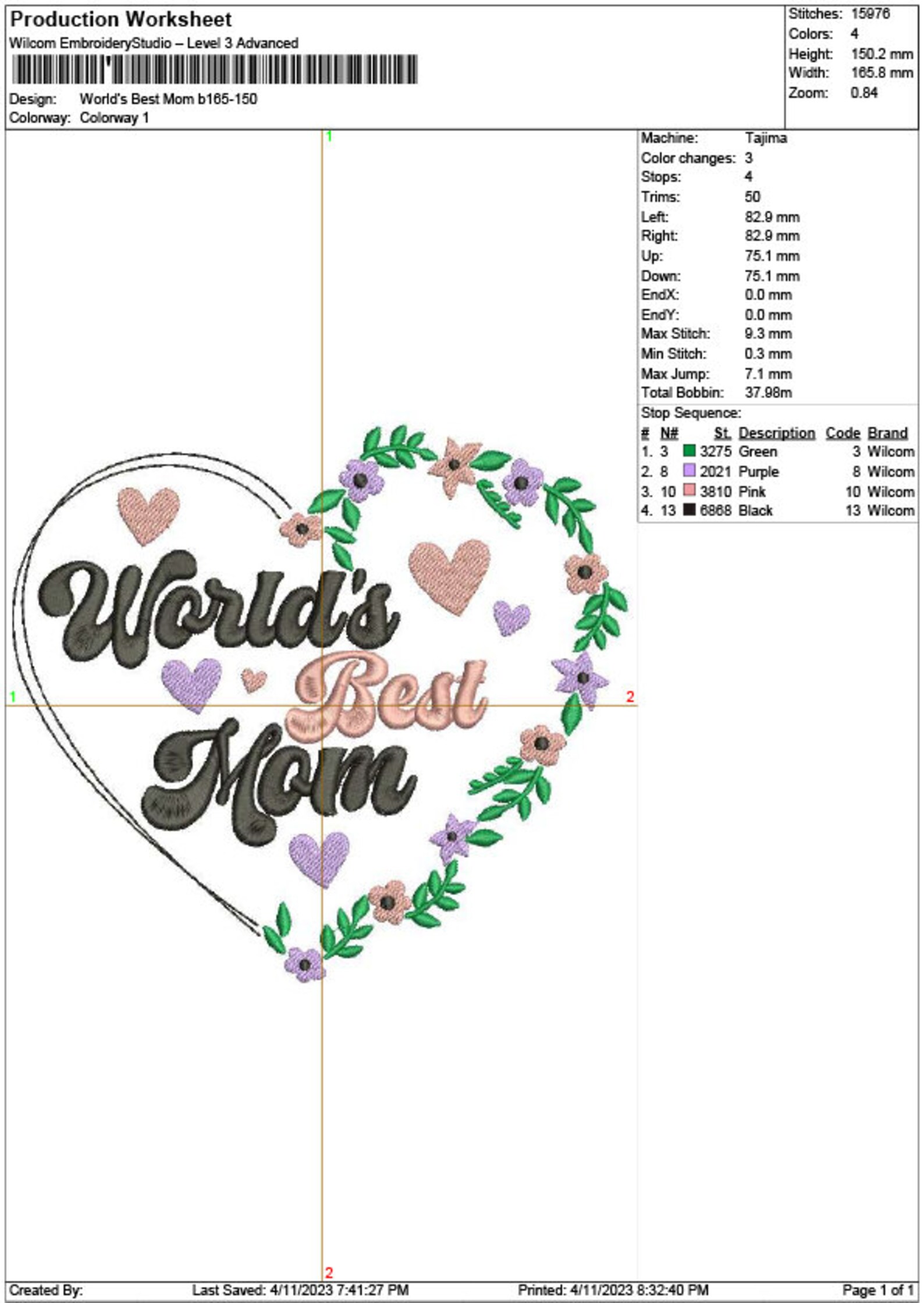 Floral Mom Embroidery Designs File, World's Best Mom DST, Mom Applique ...