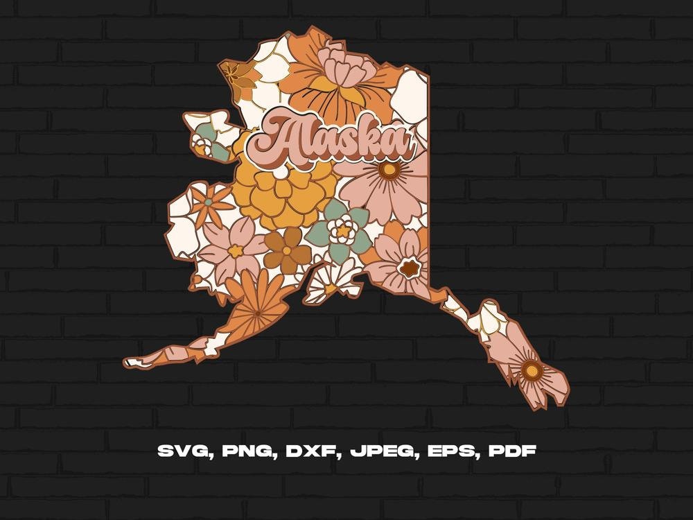 Alaska State Svg Png Alaska Map Svg Retro Alaska Flower Svg - Etsy Canada