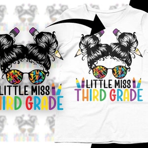 Little Miss 3rd Grade Girls Svg Png, 3rd Grade Girl Bun Back to School ...