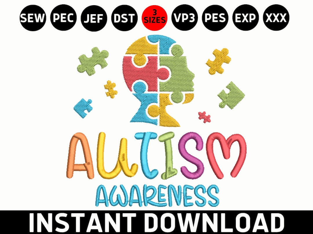 Autism Embroidery, Autism Applique DST, Autism Awareness Machine ...