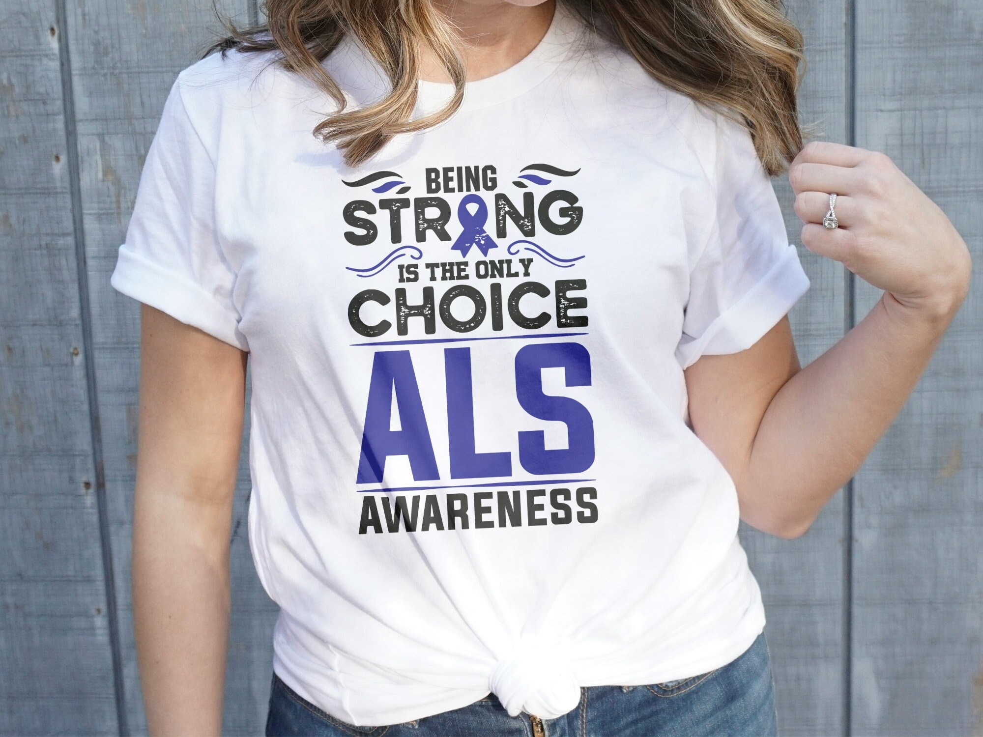 ALS Awareness Svg Png, Being Strong is the Only Choice Svg, Blue Ribbon ...