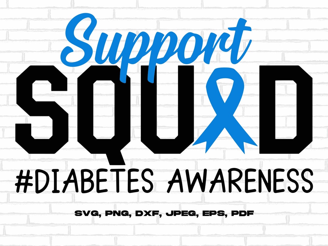 Diabetes Awareness Svg Png, Support Squad Svg, Blue Ribbon Svg, Type 1 ...