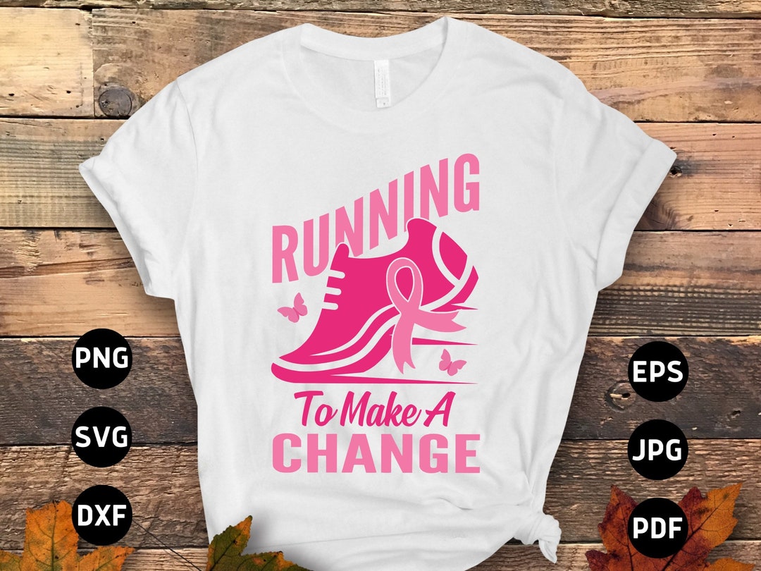 Breast Cancer Running Svg Png, Running to Make a Change Svg, Pink ...
