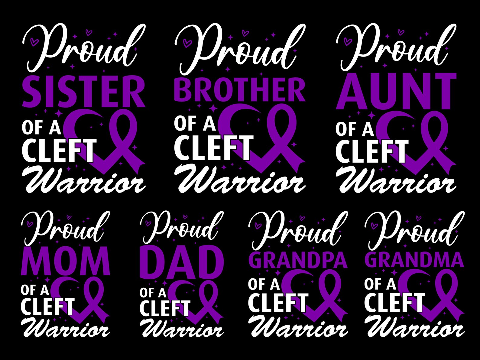 Cleft & Craniofacial Awareness Svg Png Bundle, Purple Ribbon Svg, Cleft ...
