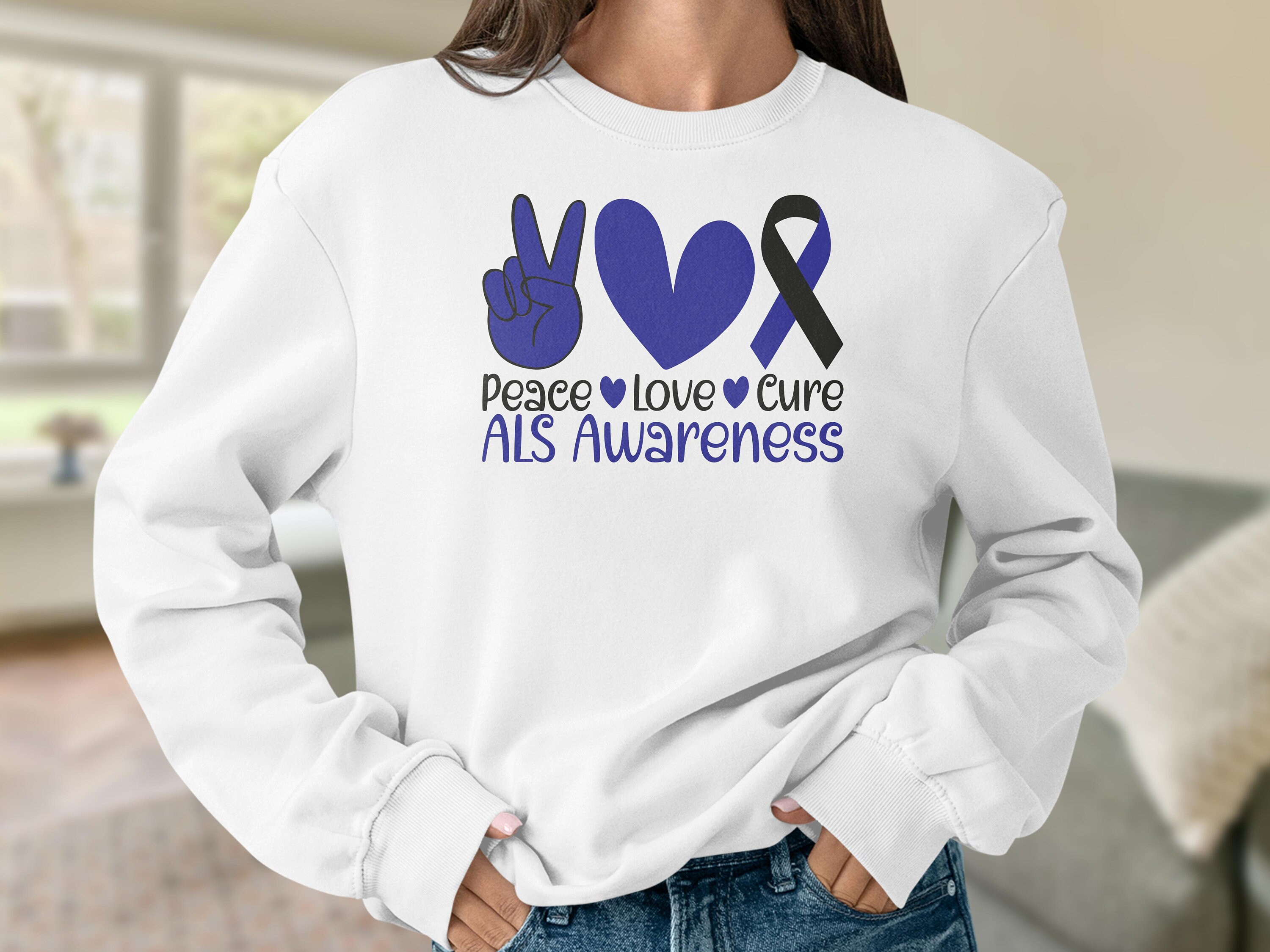 ALS Awareness Svg Png Peace Love Cure Svg Blue Ribbon Svg - Etsy