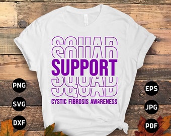 Cystic Fibrosis Awareness Svg Png, Support Squad Svg, Purple Ribbon Svg, CF Support Svg Cricut ...