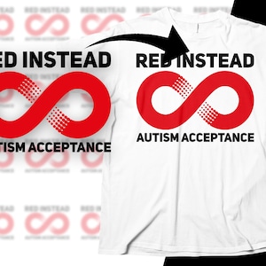 Red Instead Autism Acceptance Svg Png, Red Autism Acceptance Awareness ...