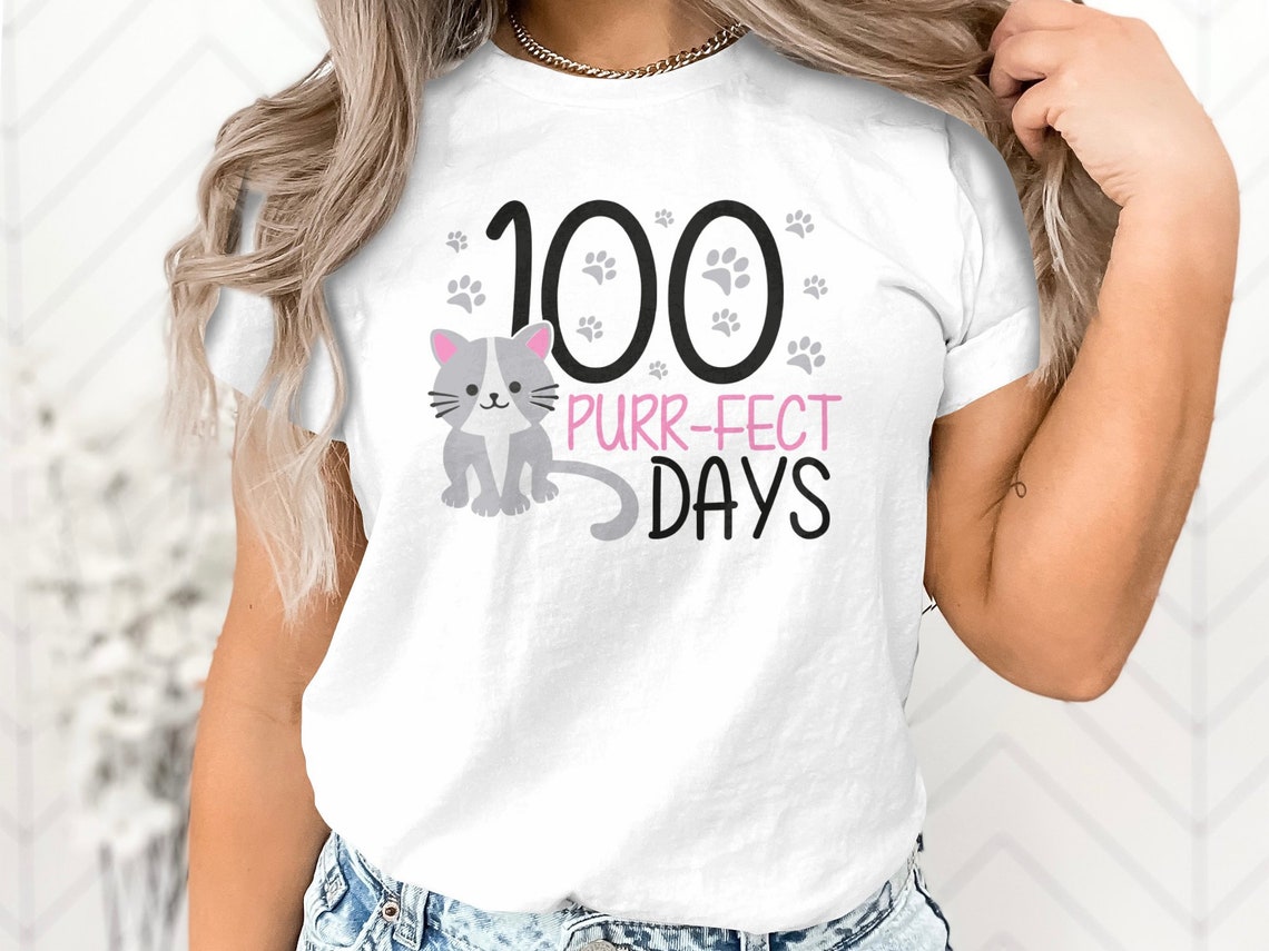 Retro 100 Days of School Cat Svg, 100 Purr-fect Days PNG, 100 Days of ...