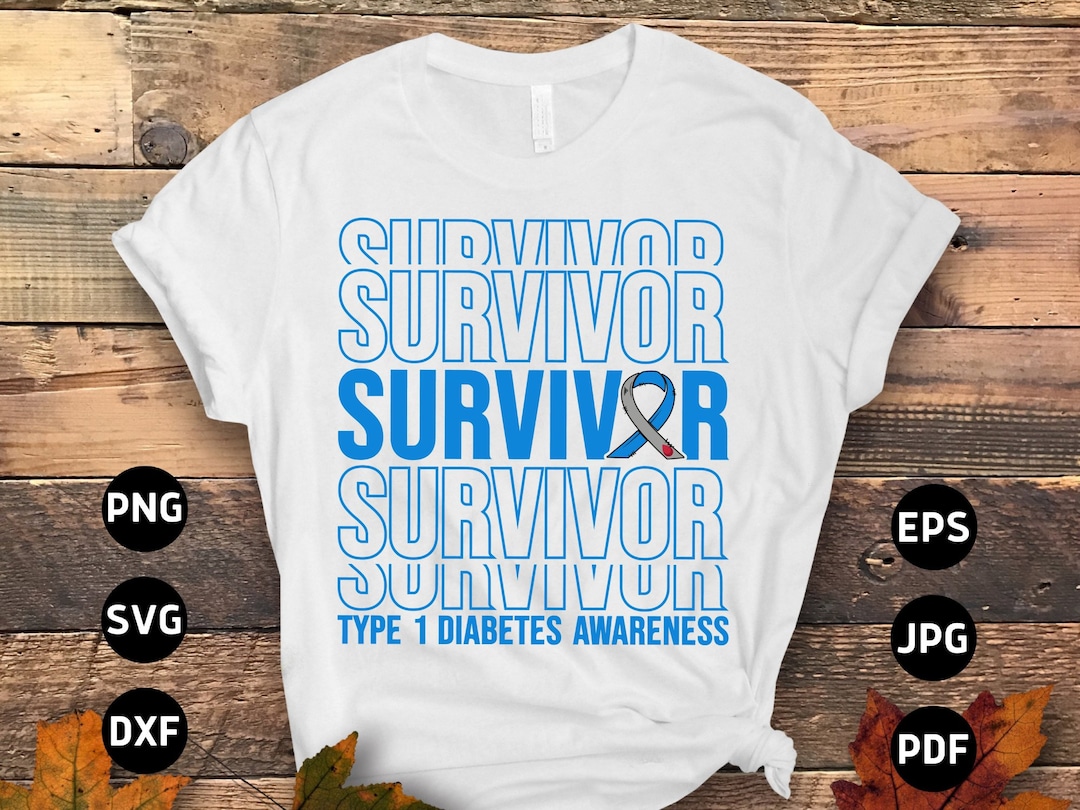 Type 1 Diabetes Survivor Svg, Diabetes Awareness Svg Png, Blue Ribbon ...