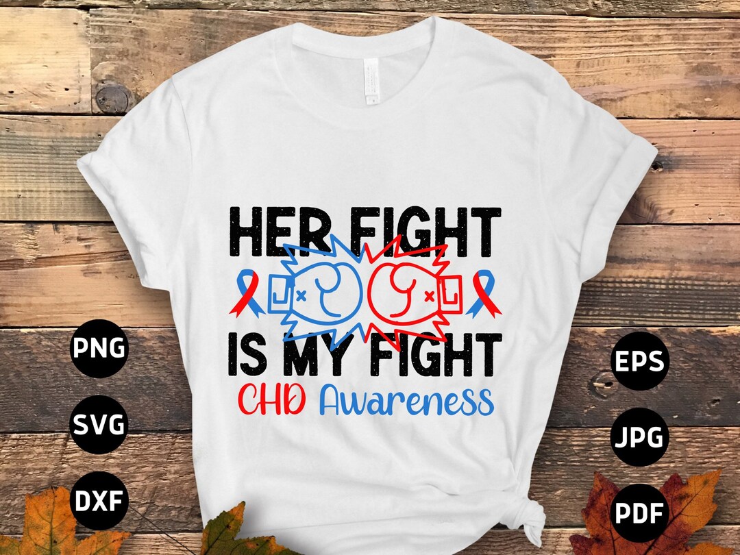 Chd Awareness Svg Png, Her Fight is My Fight Svg, Red Blue Ribbon Svg ...