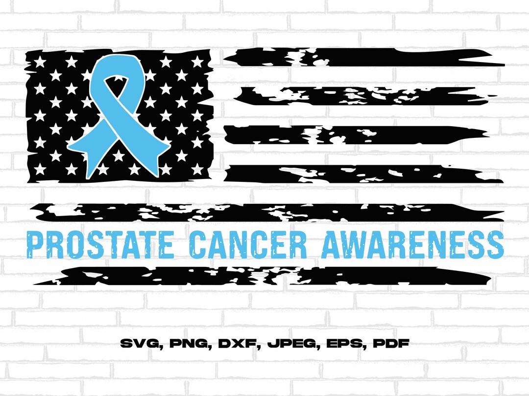 Prostate Cancer Awareness Svg Png, Light Blue Ribbon USA Flag Svg ...