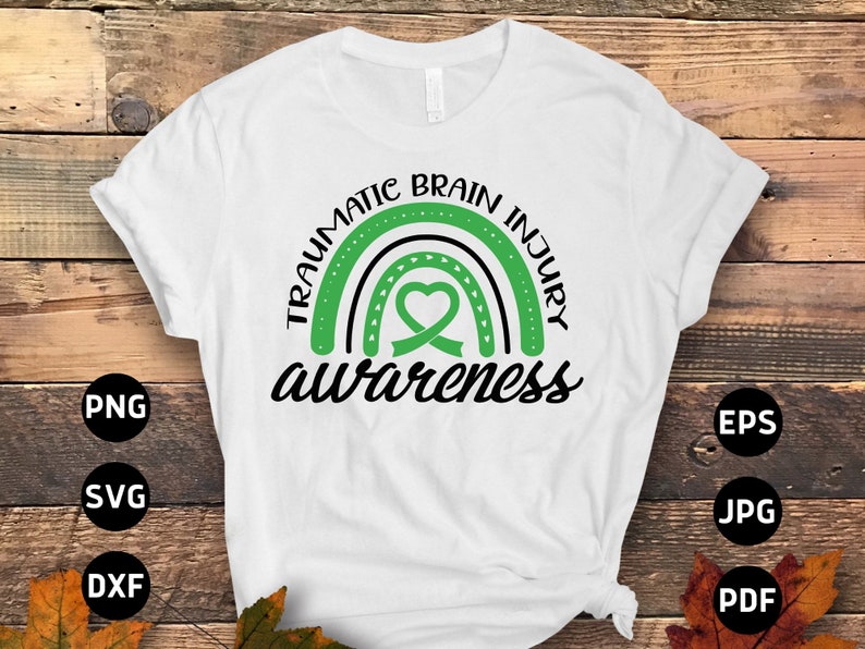 Traumatic Brain Injury Awareness Rainbow Svg Png, Green Ribbon Svg, TBI ...