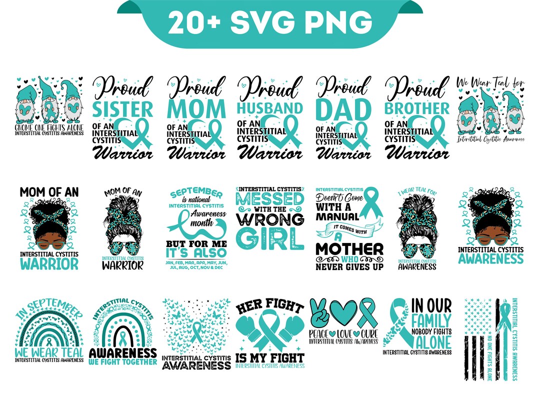 Interstitial Cystitis Awareness Svg Png Bundle, IC Awareness Teal ...