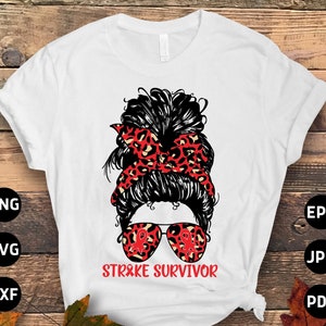 Stroke Awareness Svg Png, Stroke Survivor Svg, Red Ribbon Svg Cricut ...