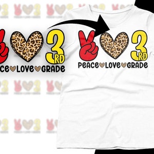 Leopard Peace Love 3rd Grade Teacher Svg Png, 3rd Grade Back to School ...