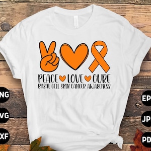 Basal Cell Skin Cancer Awareness Svg Png, Peace Love Cure Svg, PA ...