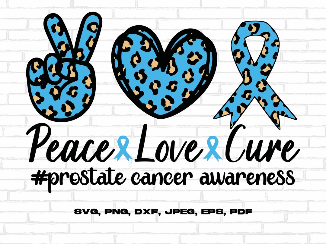 Prostate Cancer Awareness Svg Png, Peace Love Cure Svg, Prostate Ribbon ...