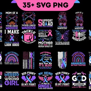 Thyroid Cancer Awareness Svg Png Bundle, Thyroid Cancer Ribbon Warrior ...