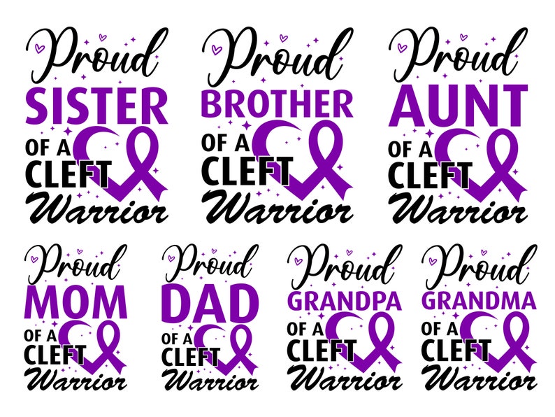 Cleft & Craniofacial Awareness Svg Png Bundle, Purple Ribbon Svg, Cleft ...