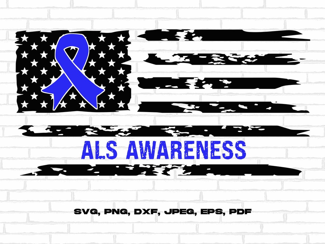 ALS Awareness Svg Png, Als Awareness USA Flag Svg, Blue Ribbon Svg ...