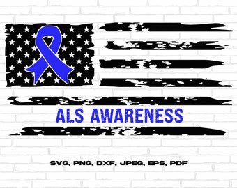 ALS Awareness Svg Png Cure ALS Svg Blue Ribbon Svg Cricut - Etsy