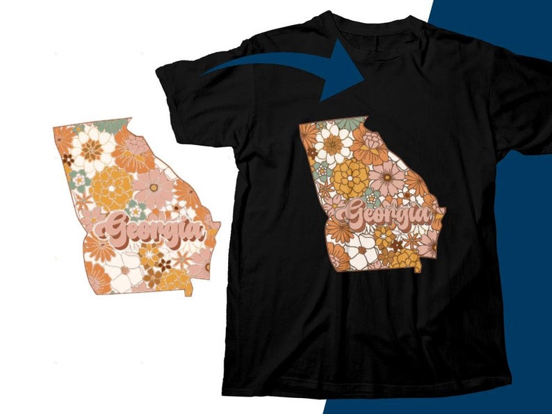 Georgia State Svg Png Georgia Map Svg Retro Georgia Flower - Etsy